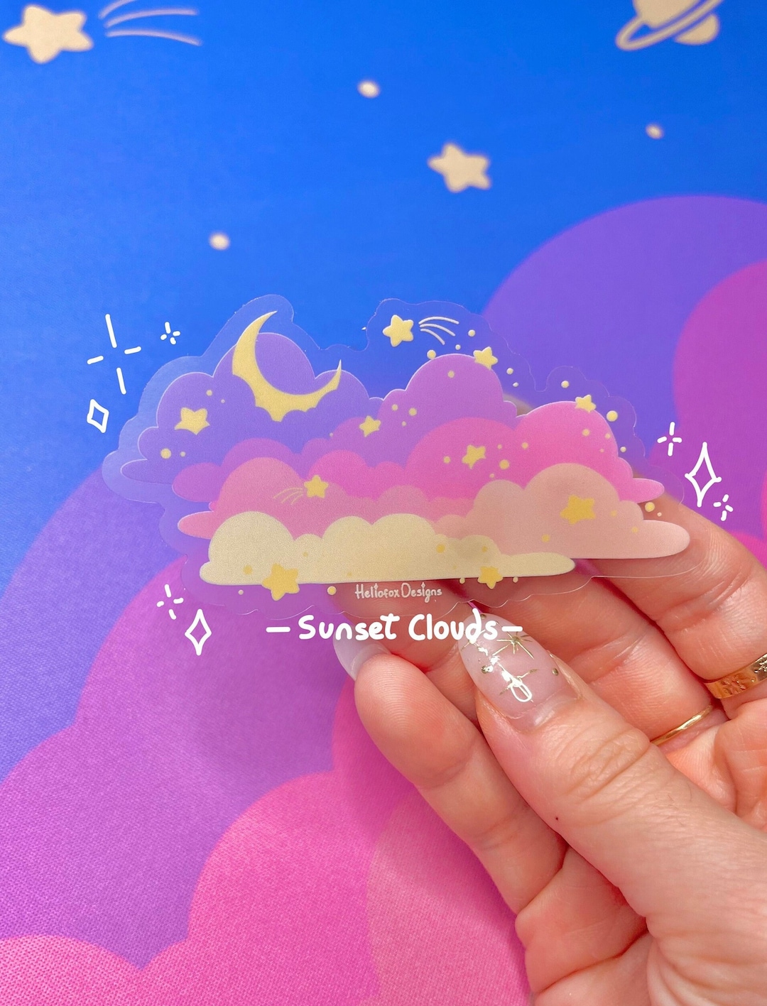 Sunset Clouds Sticker, Cloud Sticker, Star Sticker, Dreamy Sticker ...