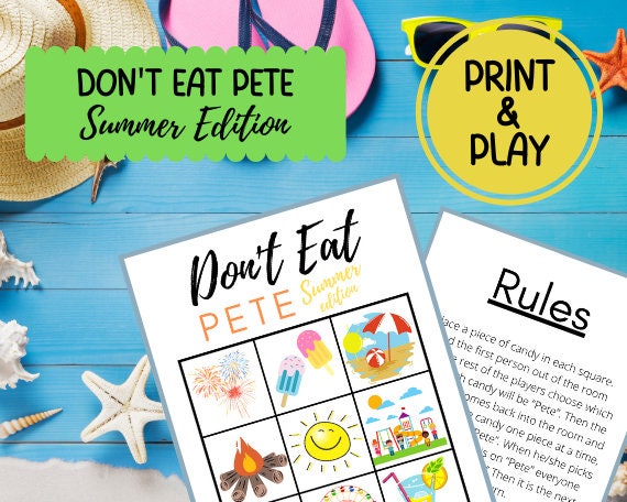 Don't Eat Pete - Summer Edition | PRINTABLE Board Game | Ready to Go ...