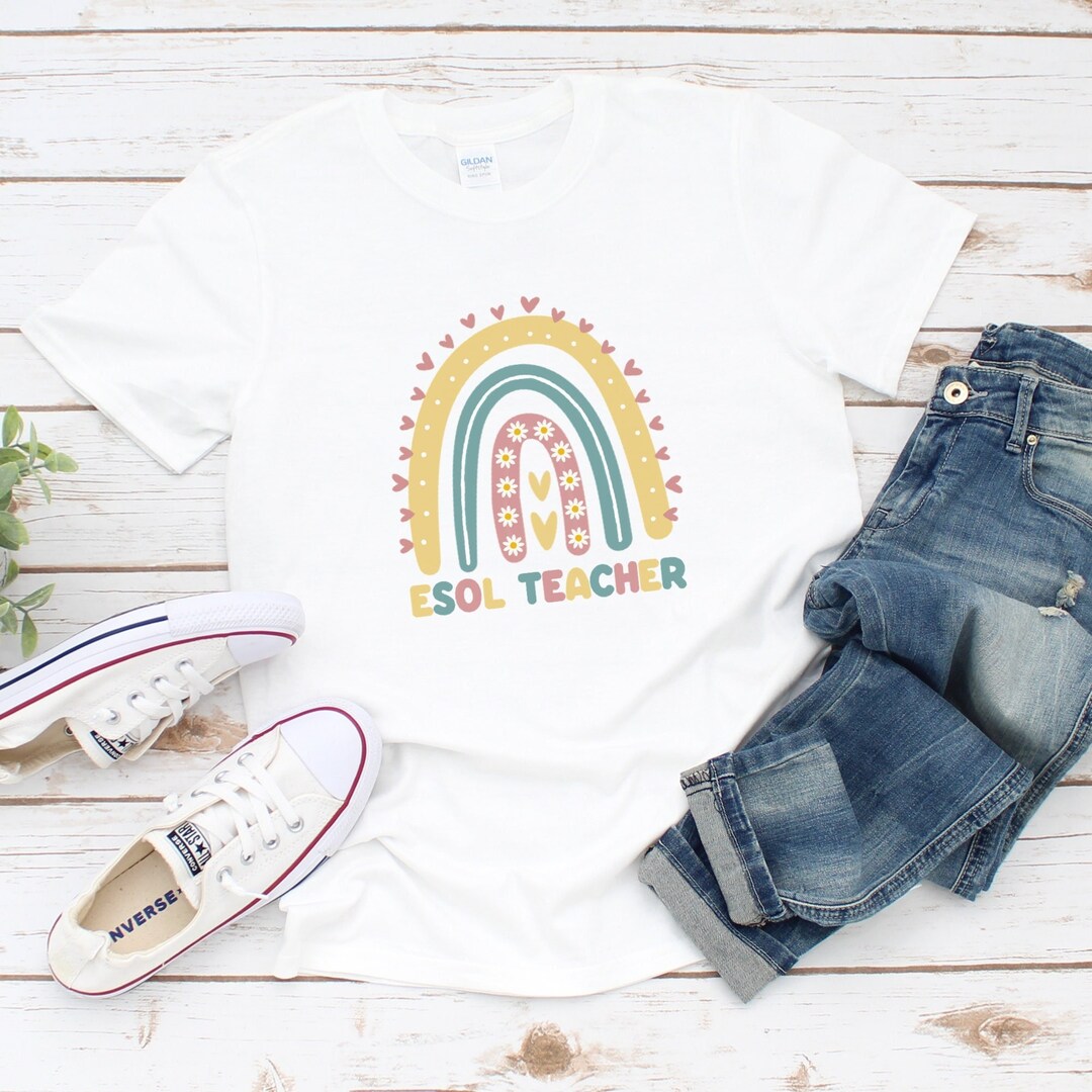 ESOL Teacher Shirt, Retro Rainbow ESOL Shirt, ESOL Teacher Gift ...