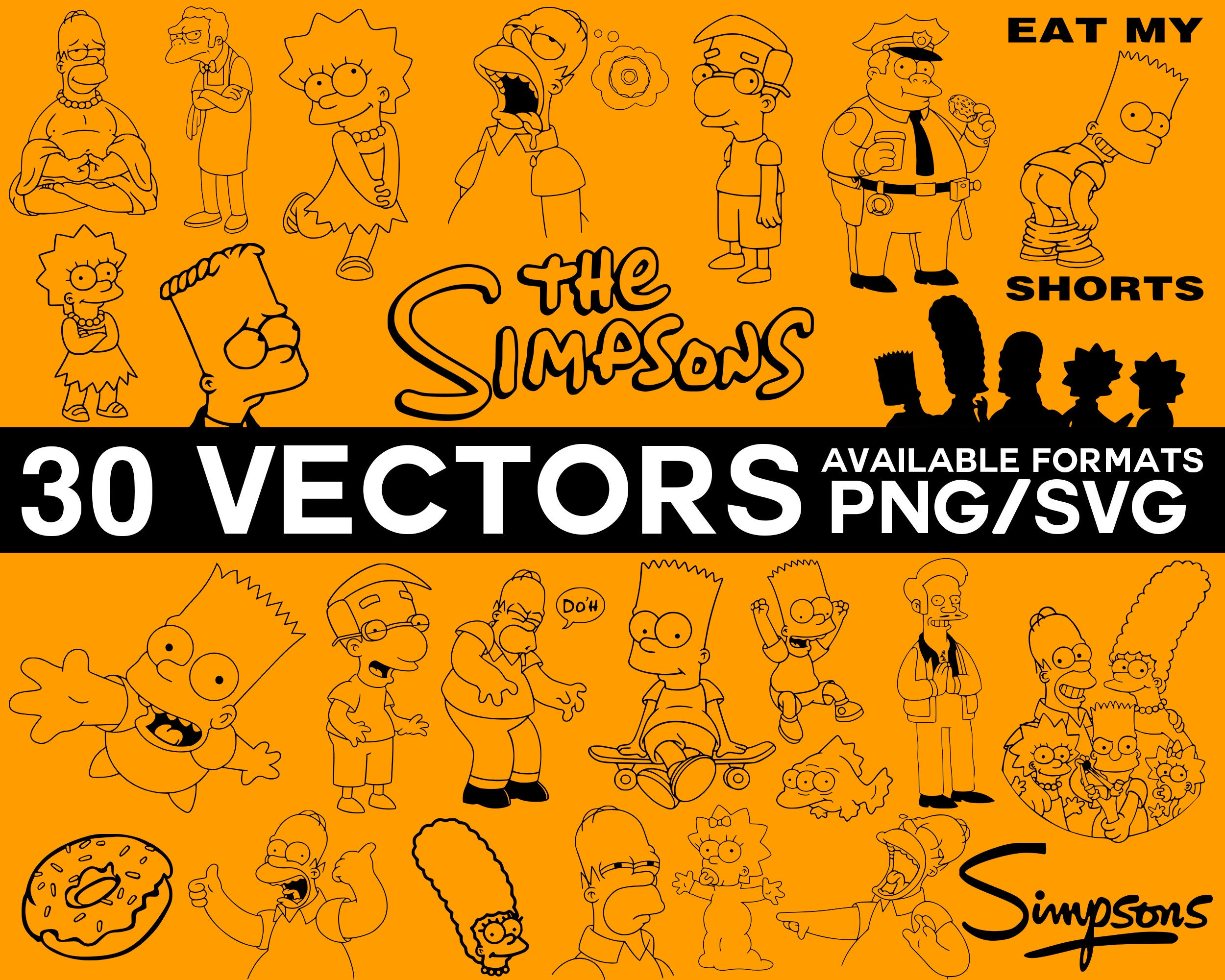 Los Simpsons SVG Pack Homer Silhouette Los Simpsons SVG Bart Simpson ...