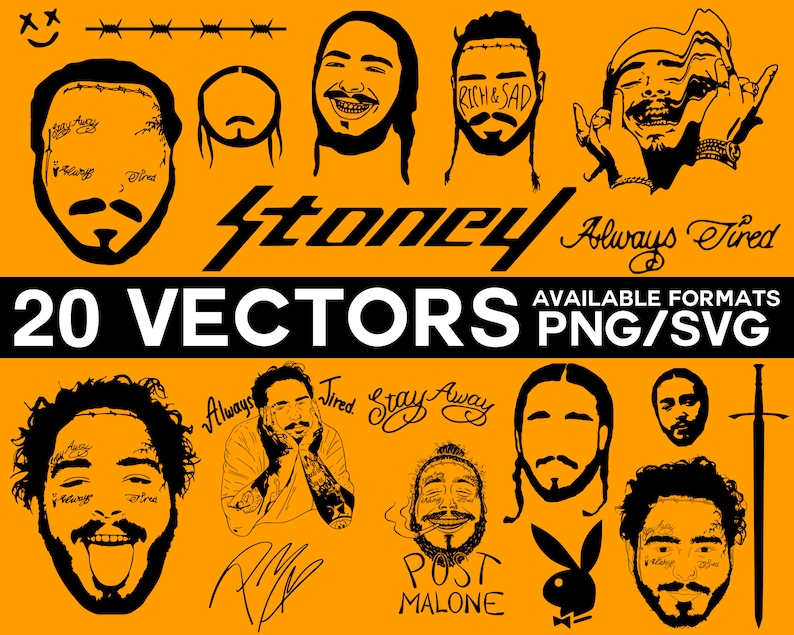 Post Malone Vector Bundle, Post Malone Silhouette, Post Malone SVG ...