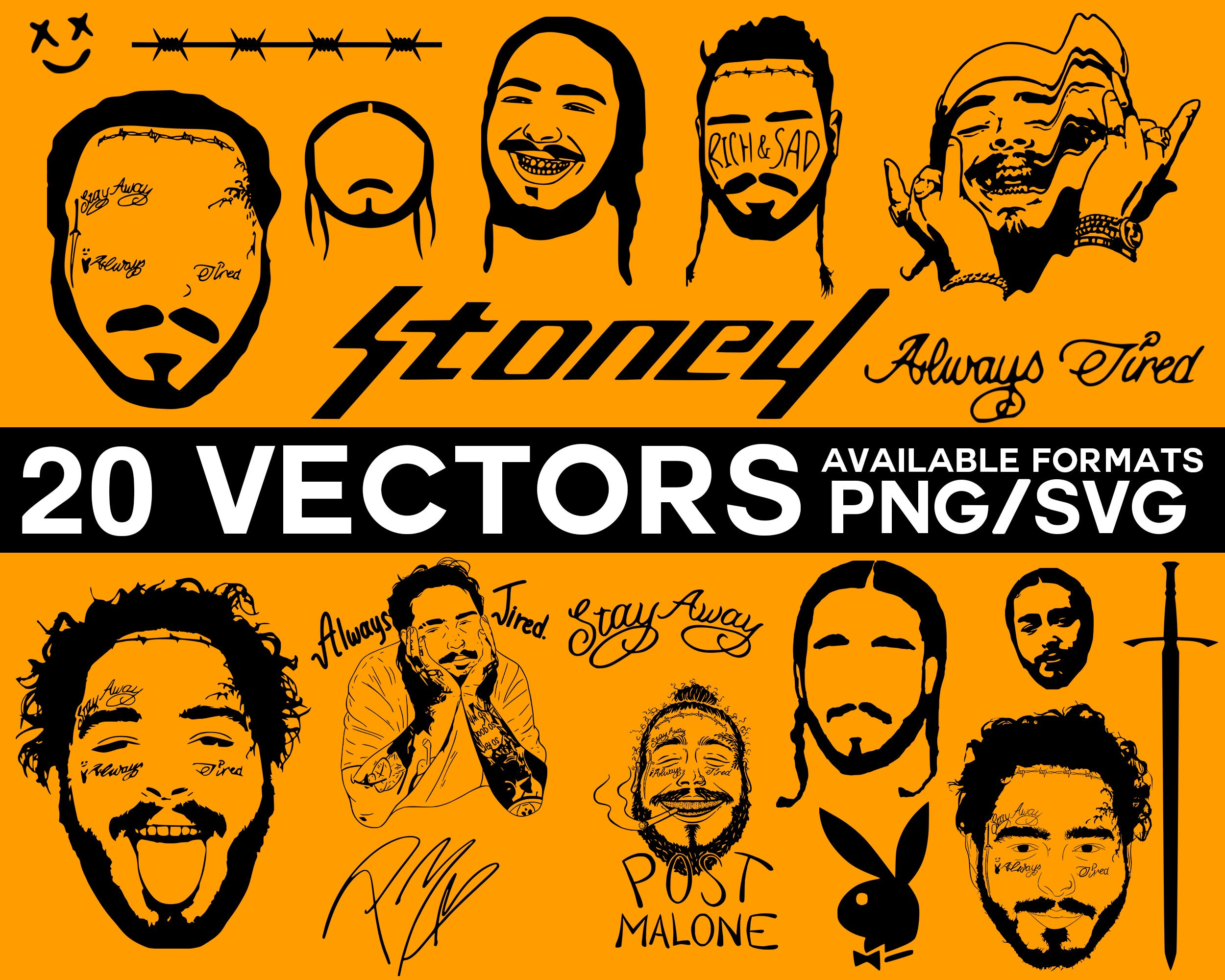 Post Malone Vector Bundle, Post Malone Silhouette, Post Malone SVG ...