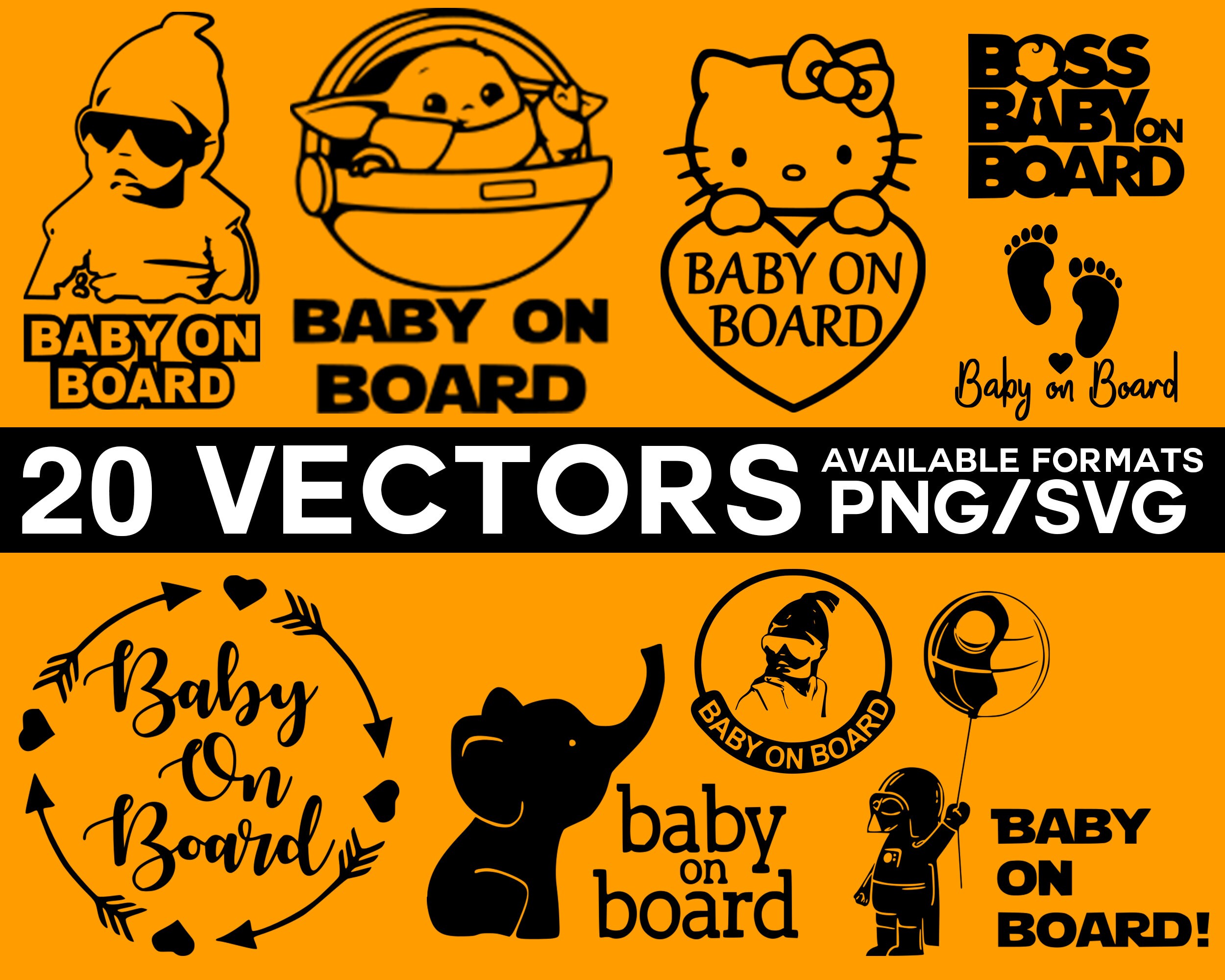 Baby on Board Vector Bundle, Baby SVG, Kid on Board Vector, Toddler Svg ...