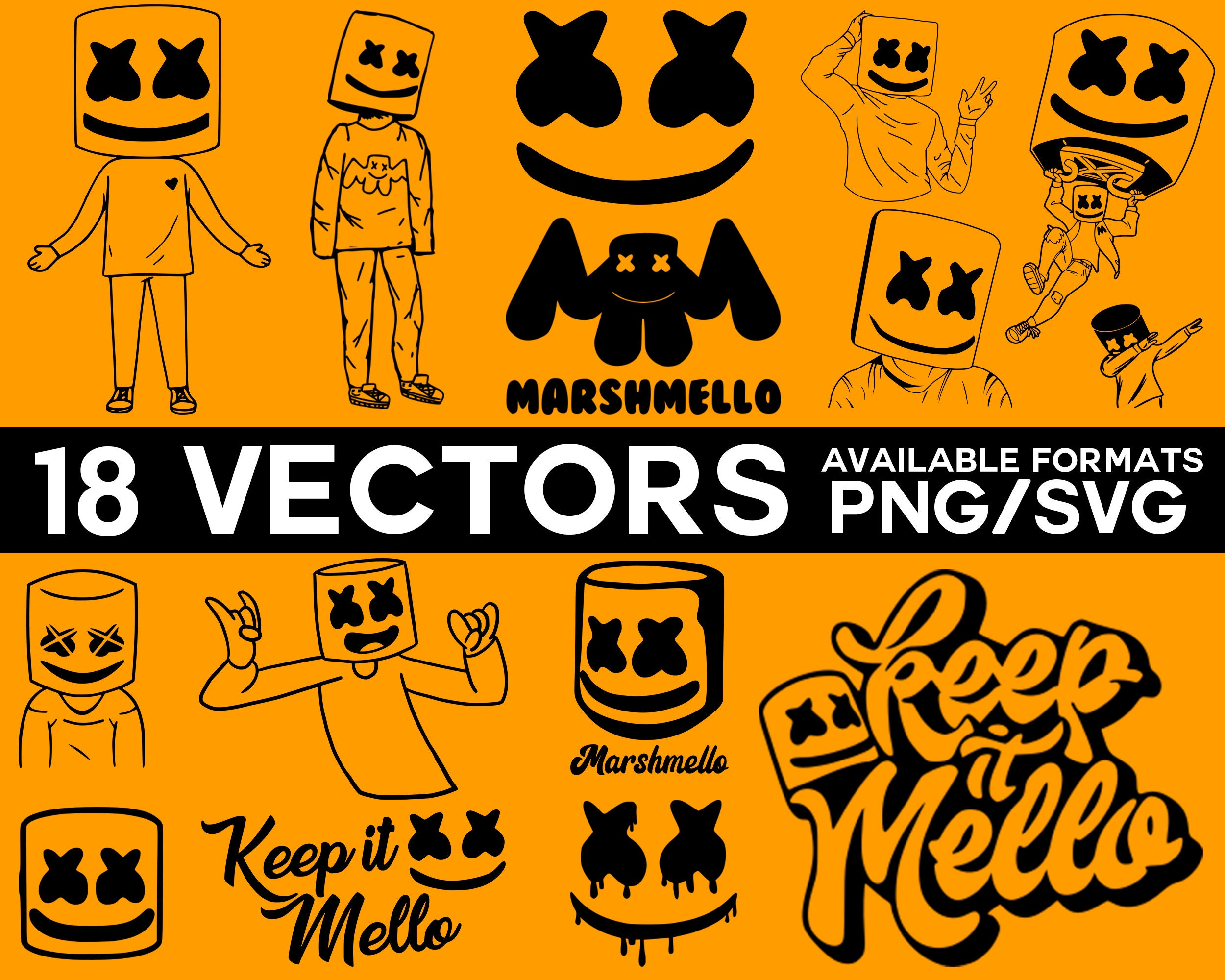 Marshmello Vector Pack, DJ Vector, Marshmellow Vector, Marshmello SVG ...