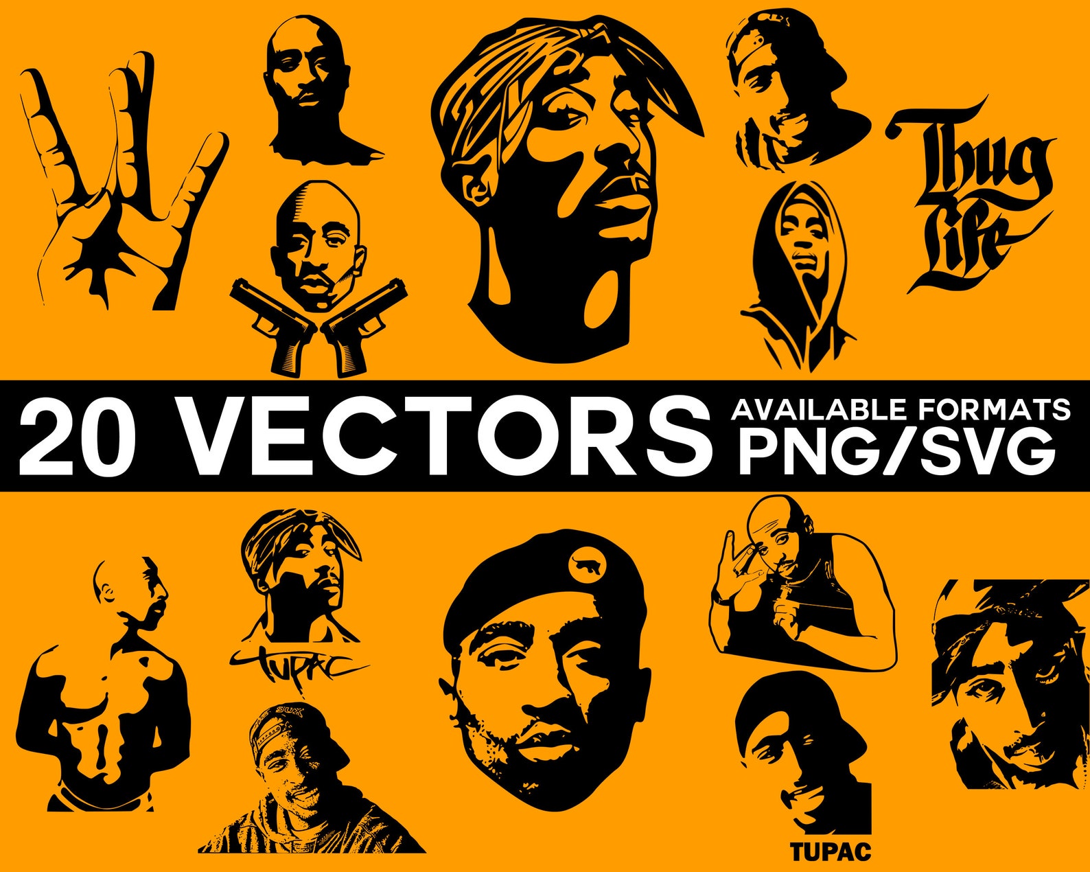 Tupac Vector Pack, Tupac Shakur Vector, Tupac Cricut, Tupac SVG, West ...