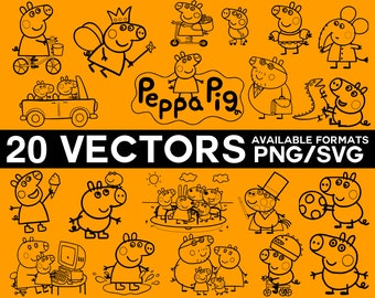 Peppa Pig Outline Svg - Etsy Australia