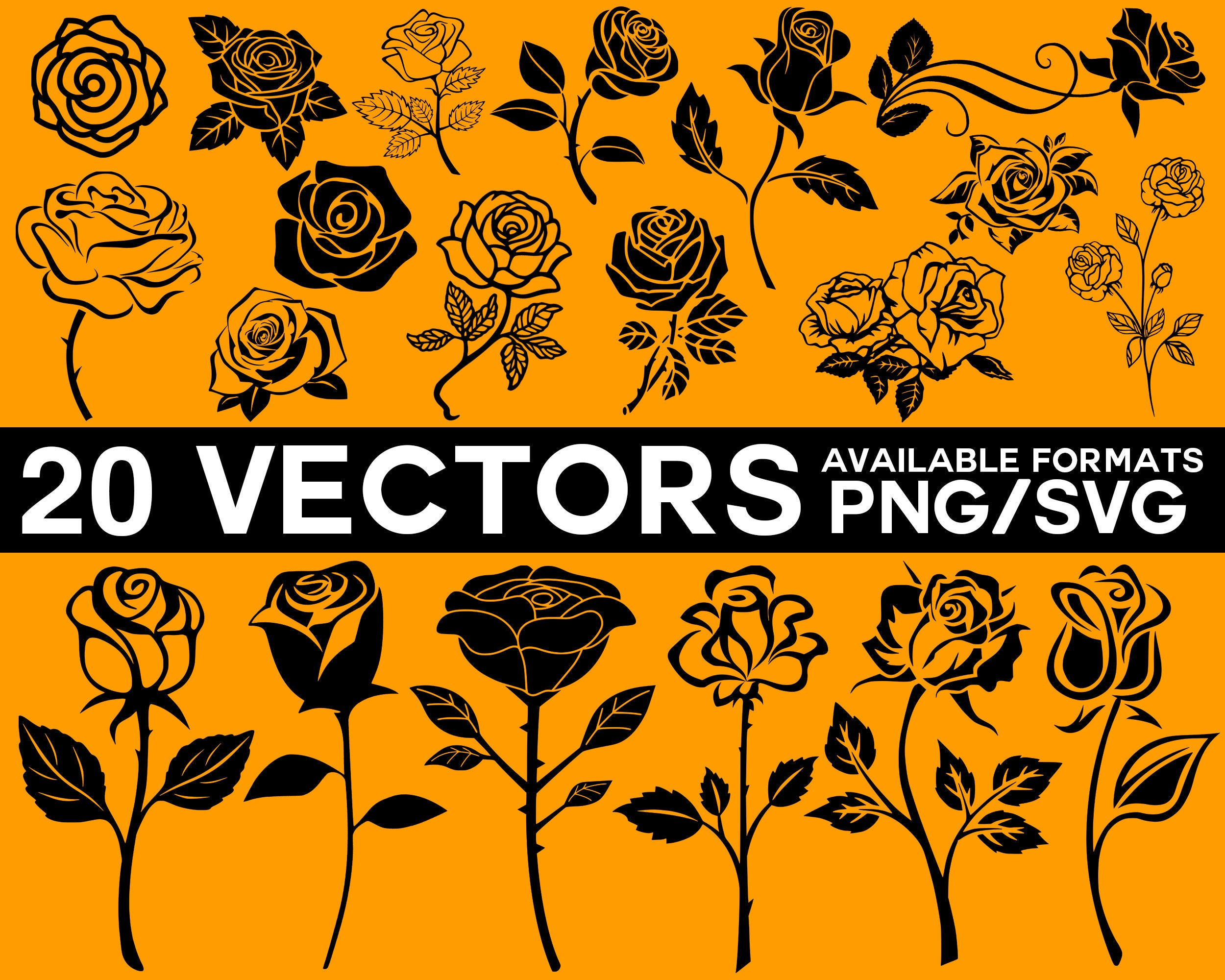Rose Vector Pack, Rose Clipart, Flowers SVG, Roses SVG, Rose Bundle SVG ...