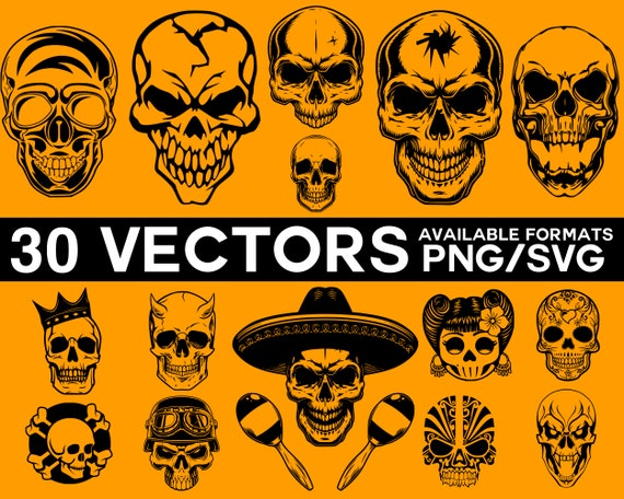 Skull Vector Pack Skull Clipart Skull Head SVG Skull Vector | Etsy