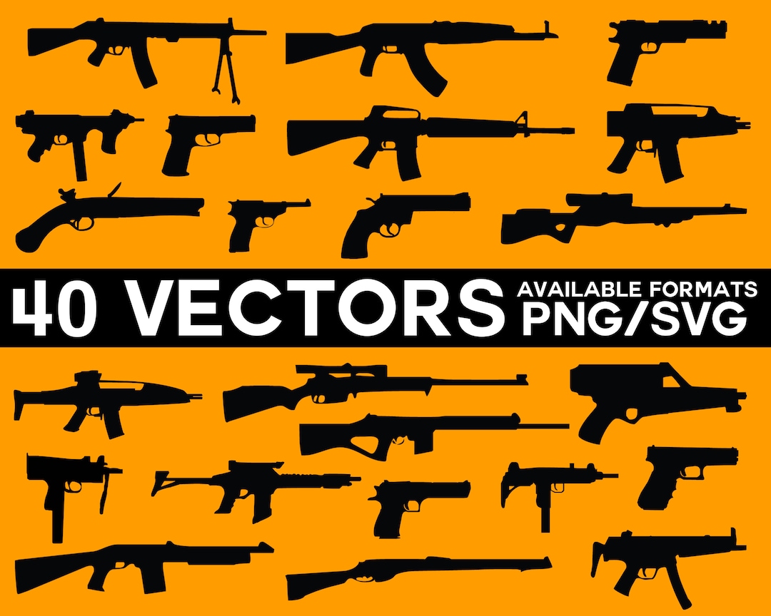 Gun Vector Bundle, Gun SVG, AK47 Vector, Guns Vector, Uzi Vector, Gun ...