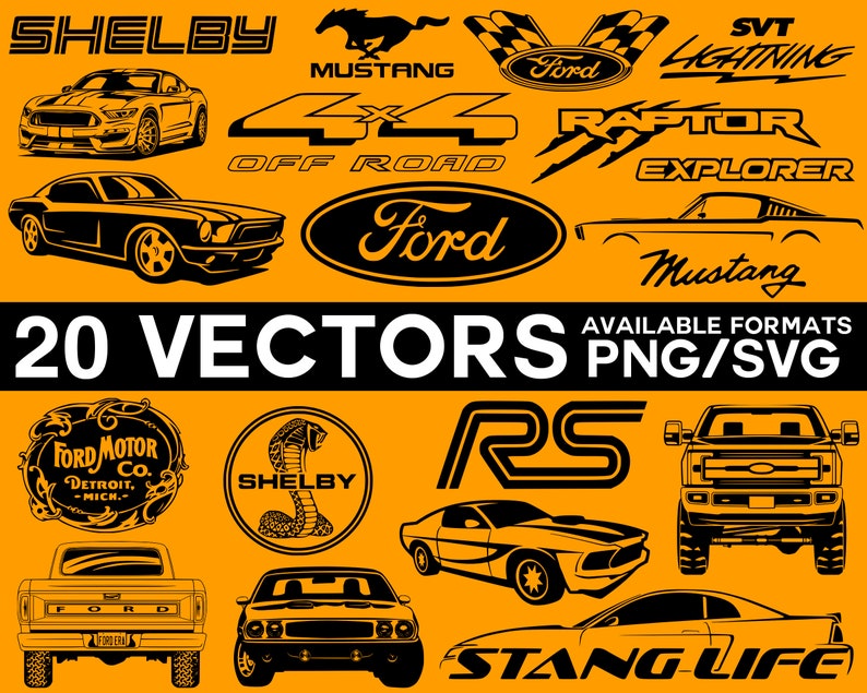 Ford Vector Bundle, Ford Mustang Vector, Ford SVG, Ford Shelby Vector ...