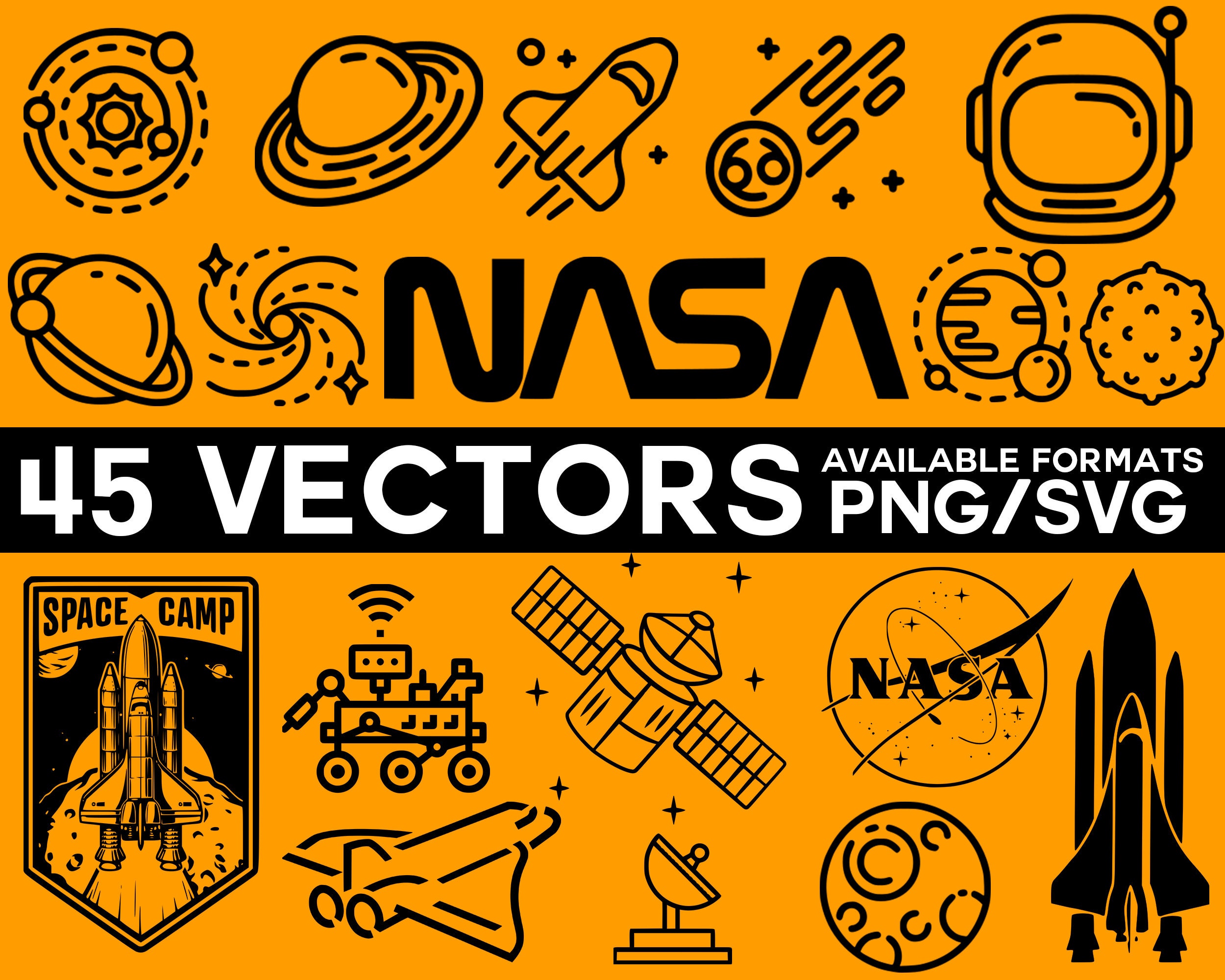 NASA Vector Bundle, Nasa Space Cricuit, Space Clip Art, Astronaut ...