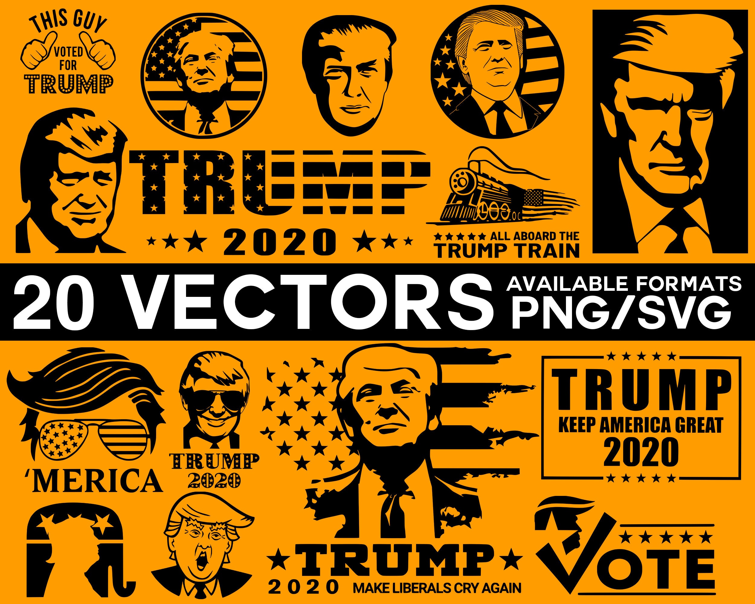Donald Trump Vector Pack 2020 Election Vector Donald Trump SVG Donald ...