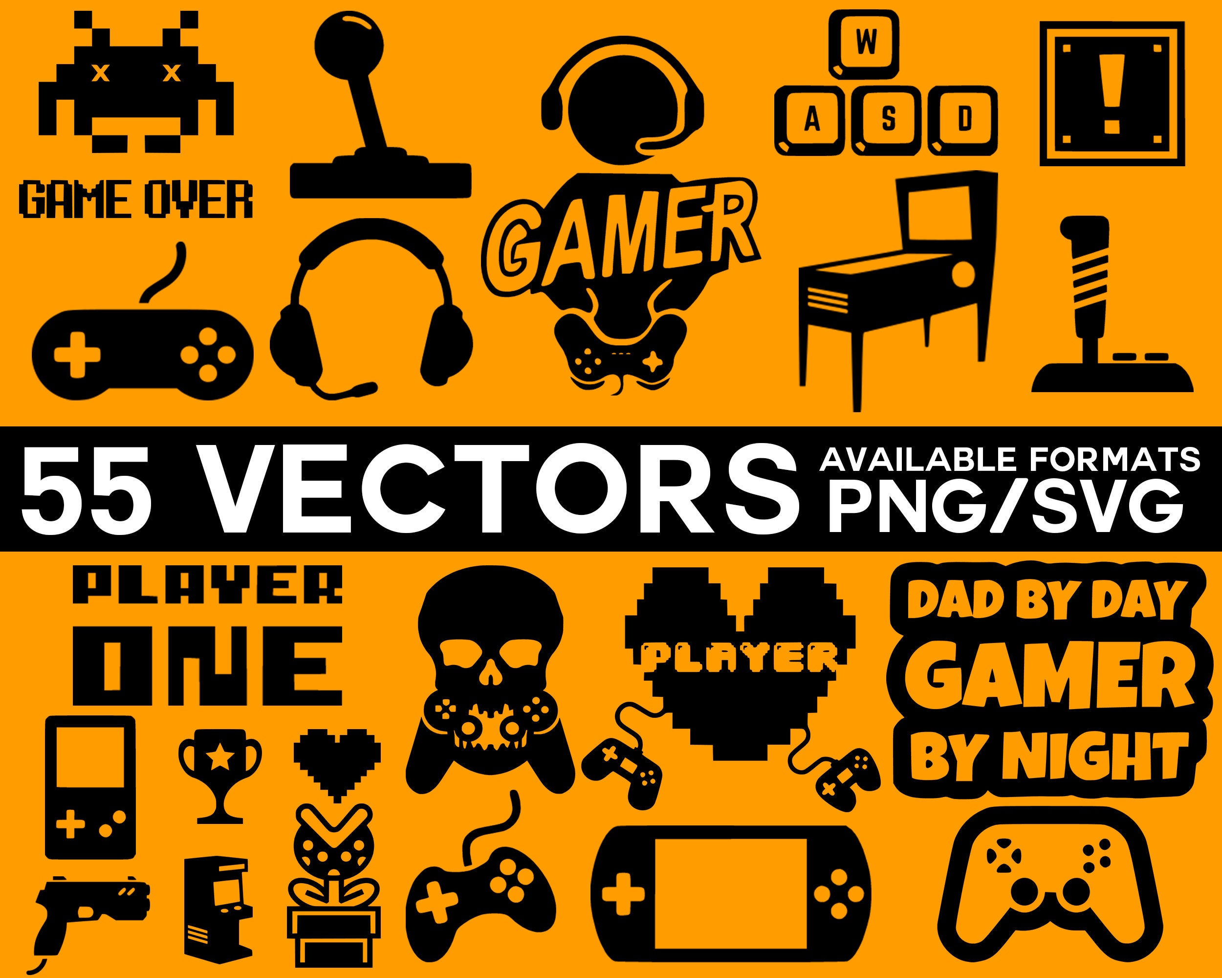 Gamer Vector Pack, Gaming SVG, Gamer Cricut, 2 Player Game, Games SVG ...