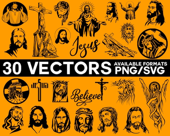 Jesus Vector Pack Jesus SVG Bundle Jesus Silhouette | Etsy UK