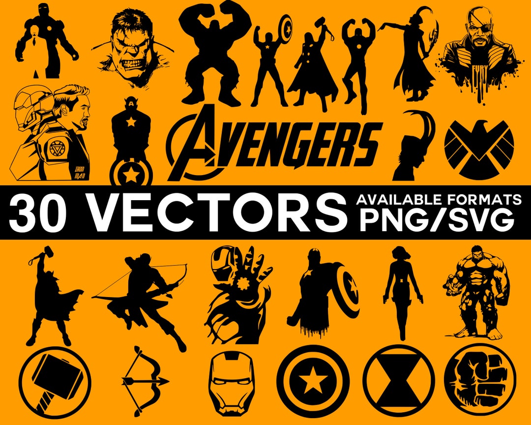 Avengers Vector Pack, Marvel Cricut, Iron Man Vector, Thor Vector, Hulk ...