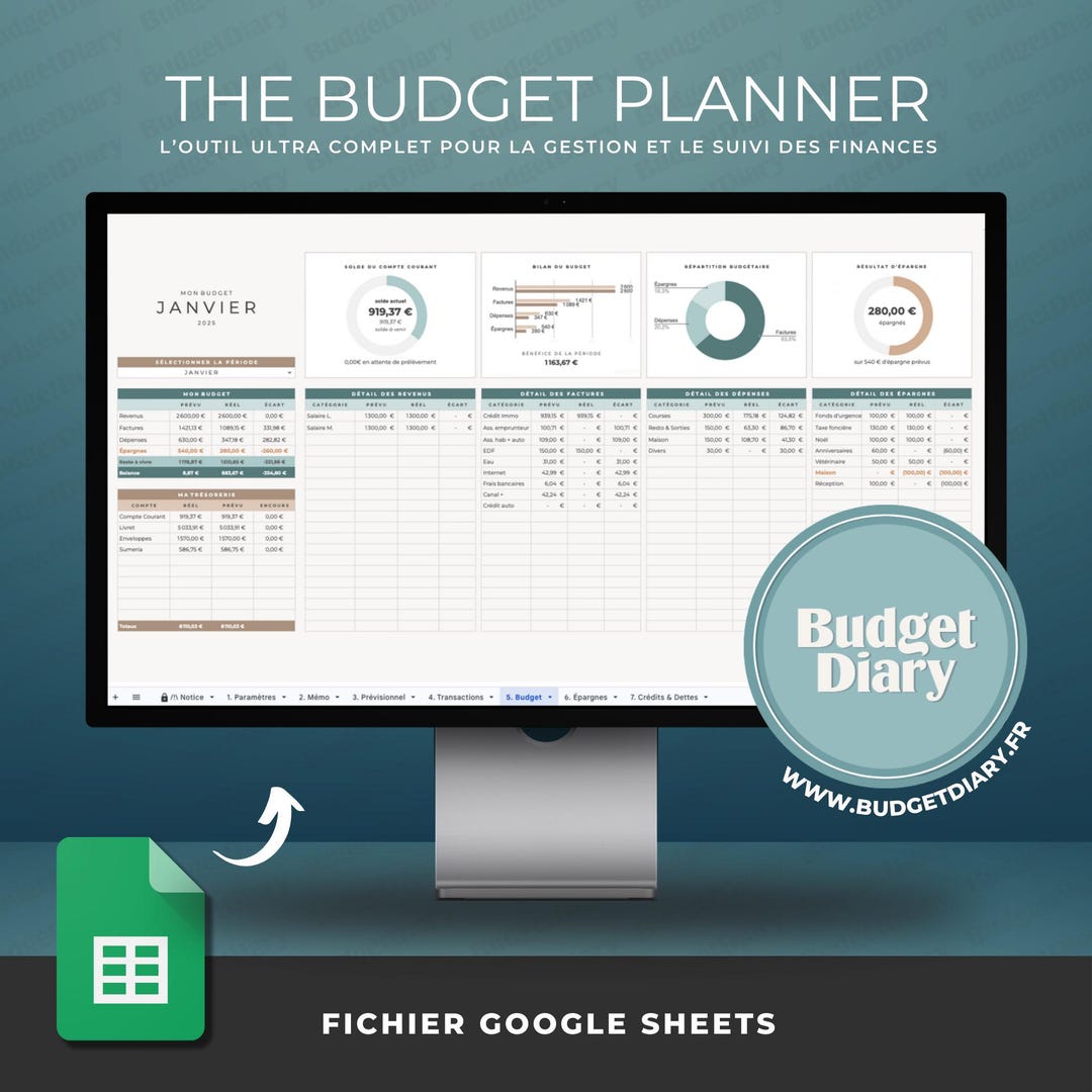 PLANNER BUDGET digital annuel et mensuel ultra complet en FRANÇAIS ...