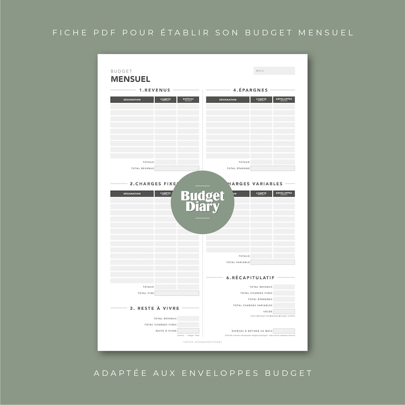 Fiche Budget mensuel À IMPRIMER | Compatible enveloppes budget - Etsy ...