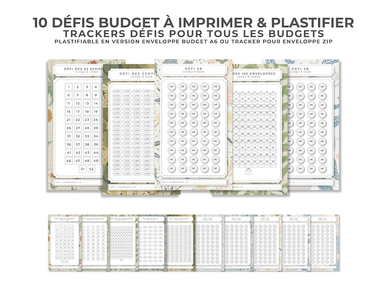 10 Défis enveloppes budget A6 | À IMPRIMER ET PLASTIFIER | Tracker Défi ...