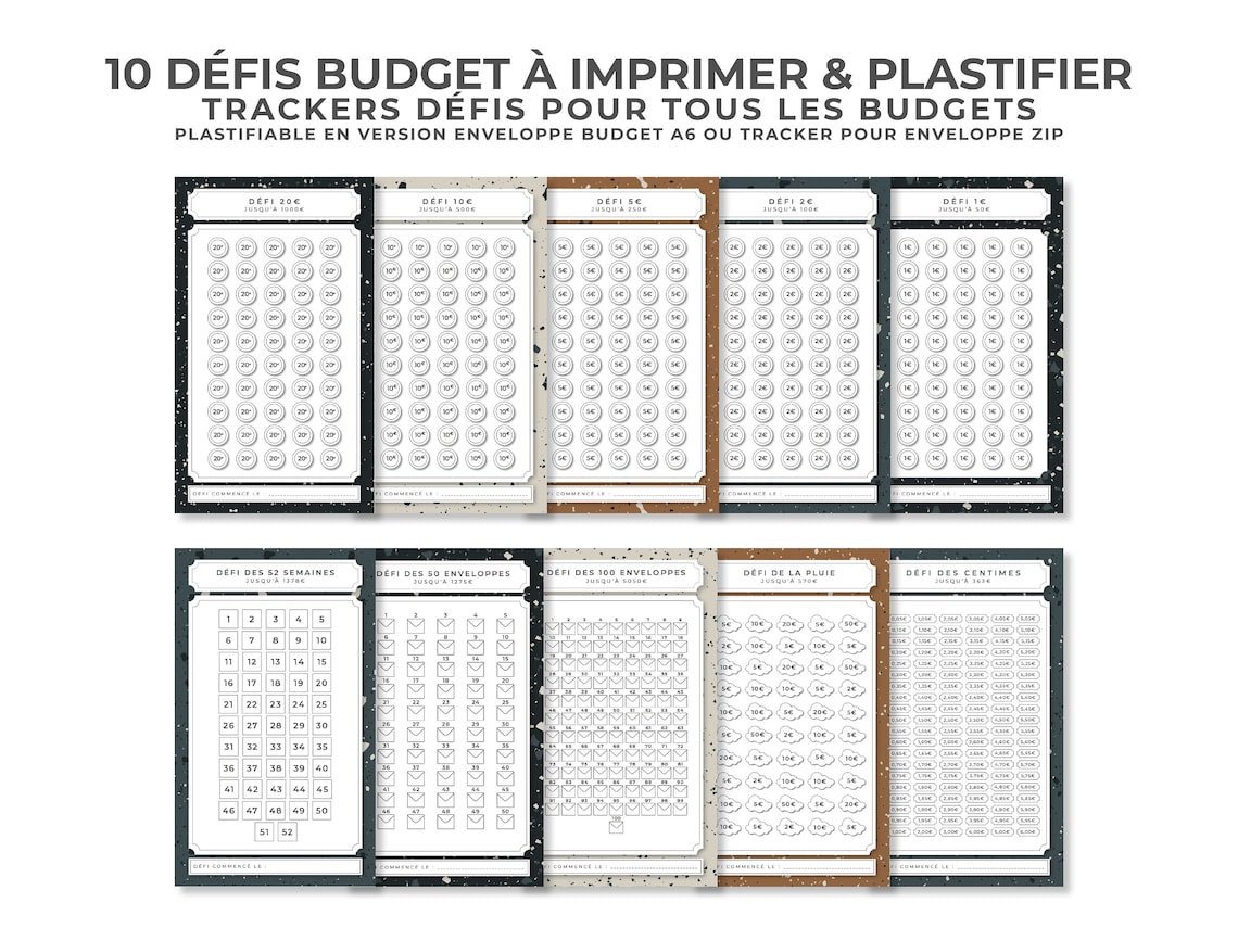 10 Défis enveloppes budget A6 À IMPRIMER ET PLASTIFIER - Etsy France