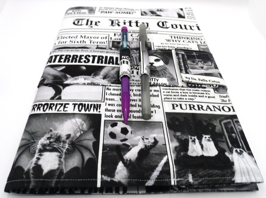 Cat Newspaper Handmade Composition Notebook Cover Set - Etsy