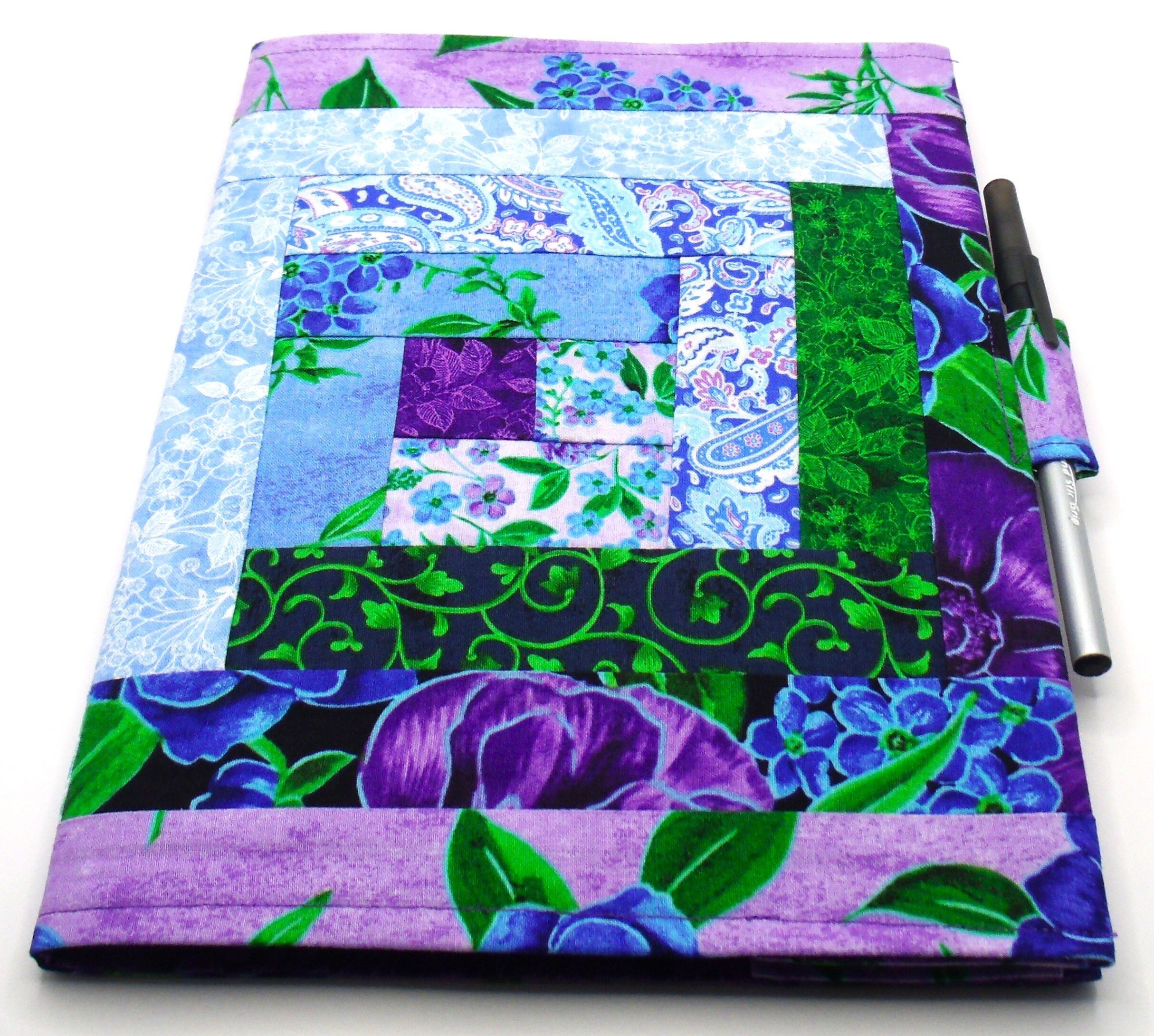 Moon Garden Log Cabin Patchwork Composition Notebook Cover Set - Etsy