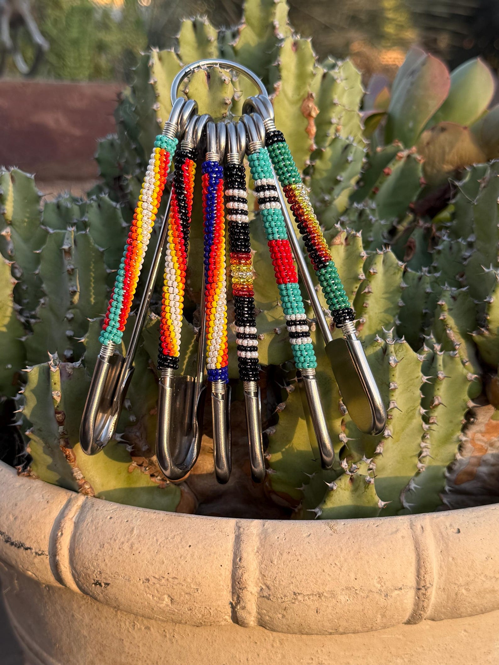 Beaded Jumbo Safety Pin Keychain - Etsy