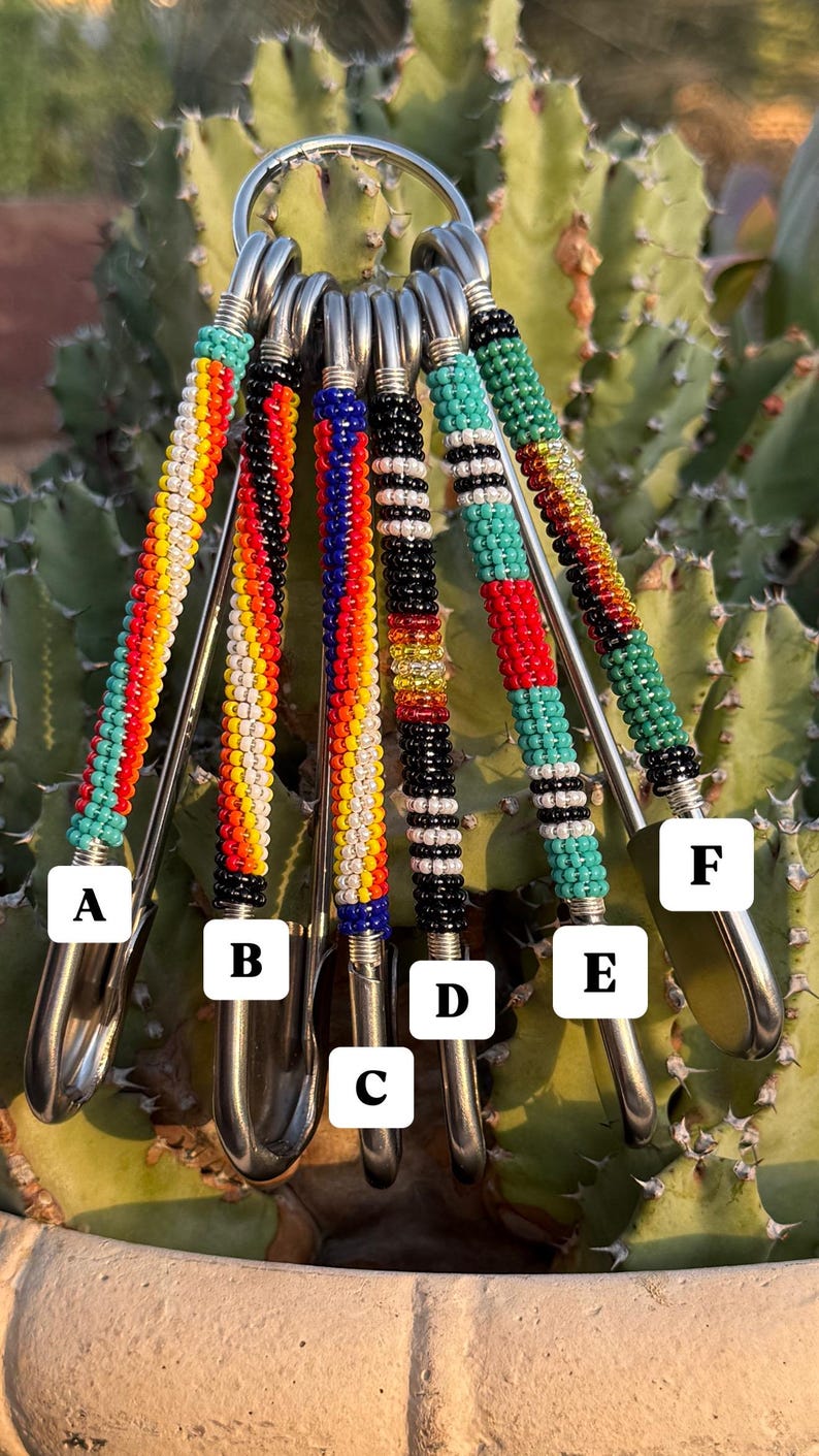 Beaded Jumbo Safety Pin Keychain - Etsy