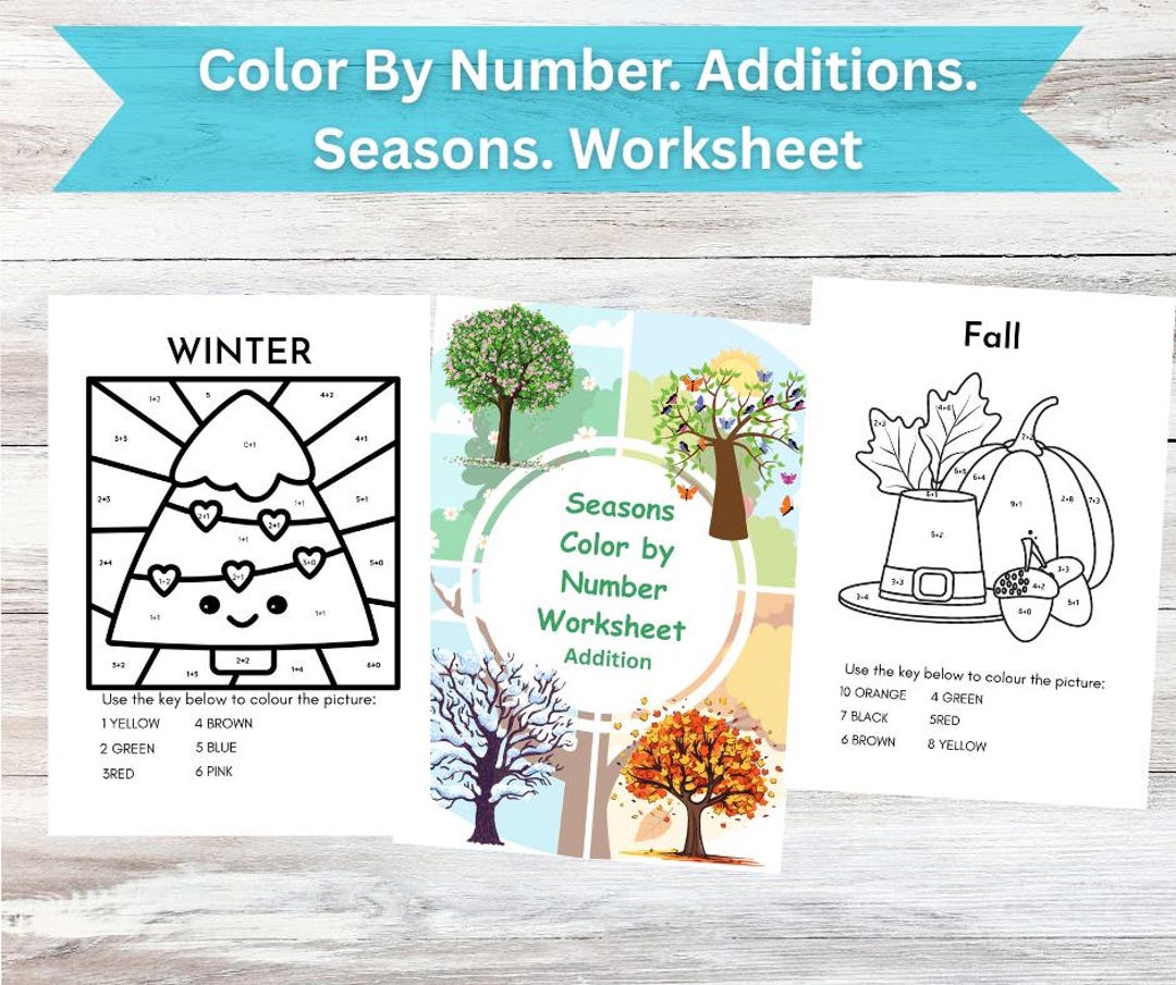 Seasons Color by Addition Worksheet | Fun Math Practice (PDF) - Etsy UK