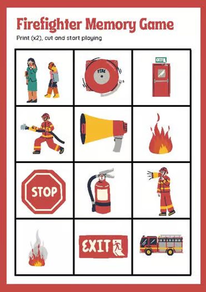 Firefighter Memory Game & Activity Pack | Community Helpers Worksheets ...