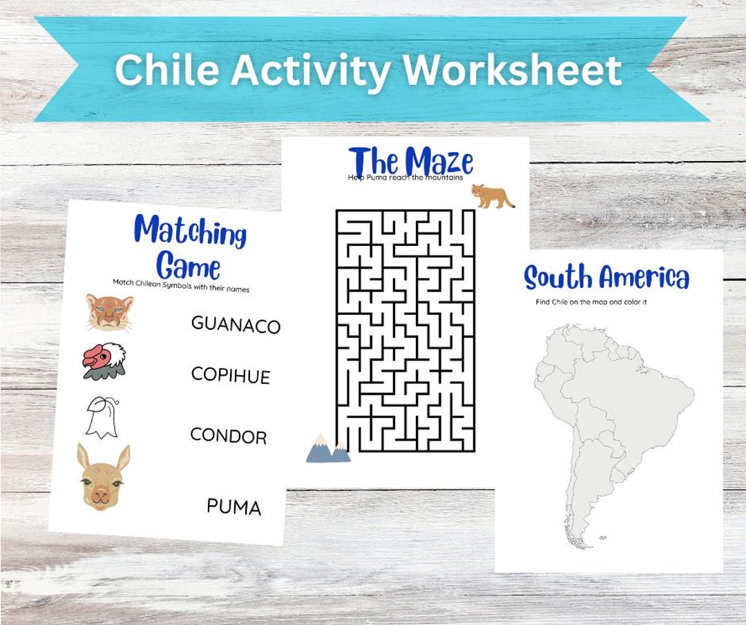 Chile Activity Pack for Kids | Fun Geography & Culture Worksheets - Etsy