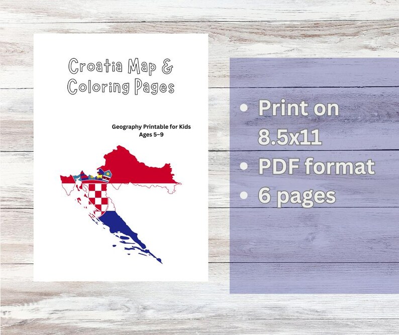 Croatia Map & Coloring Pages | Geography Printable for Kids - Etsy