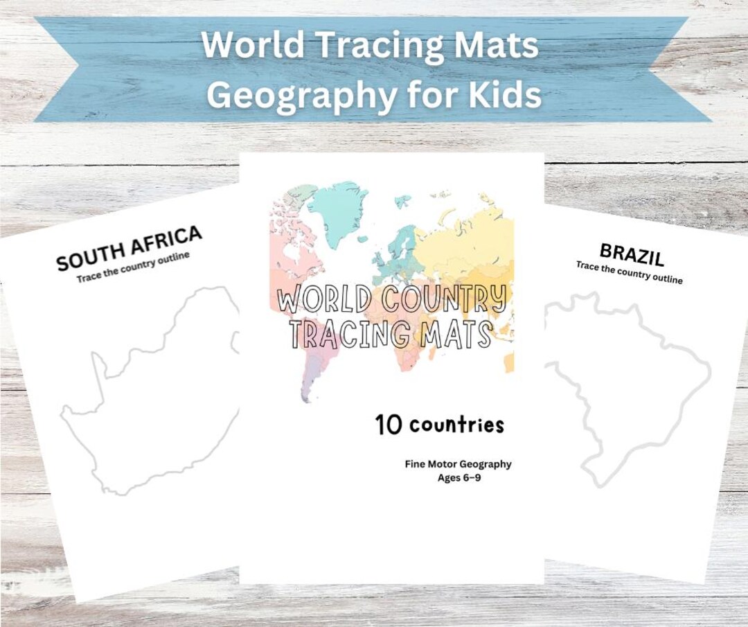 World Country Tracing Mats for Kids | Geography Fine Motor Printable ...