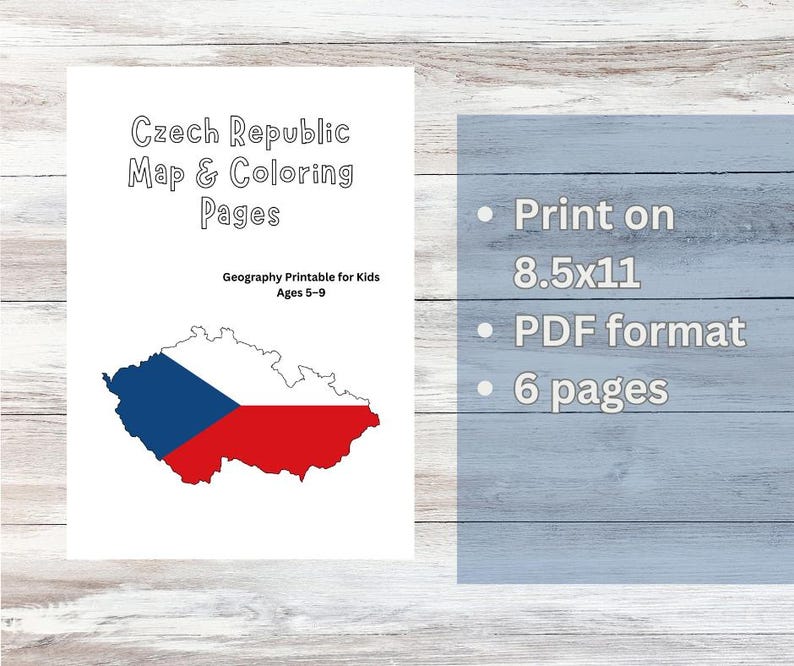 Czech Republic Map & Coloring Pages | Geography Printable for Kids - Etsy