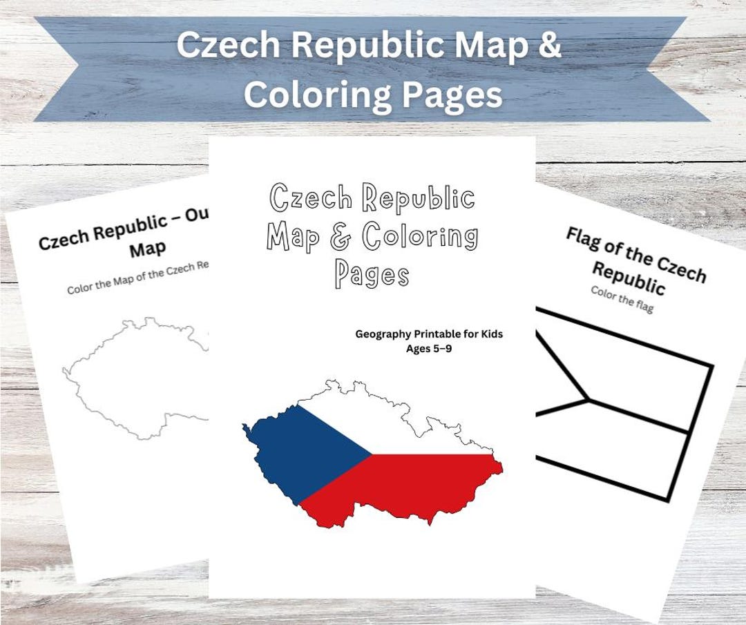Czech Republic Map & Coloring Pages | Geography Printable for Kids - Etsy