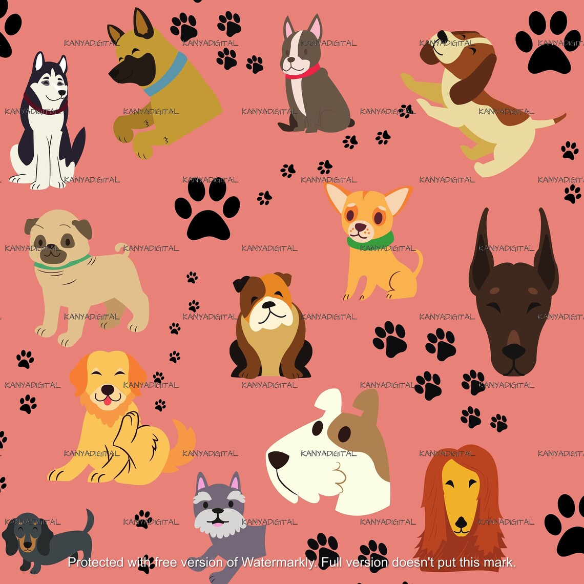 Cute Dog Digital Papers Puppy Scrapbook Papers Dog Patterns Seamless ...