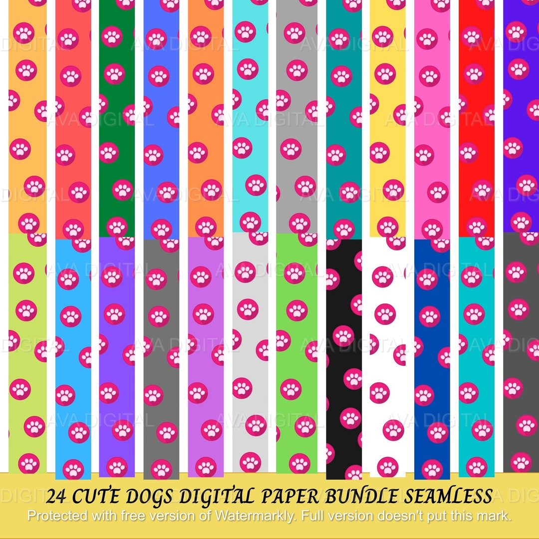 24 Cute Dog Digital Paper Pack Puppy Scrapbook Papers Dog Patterns ...