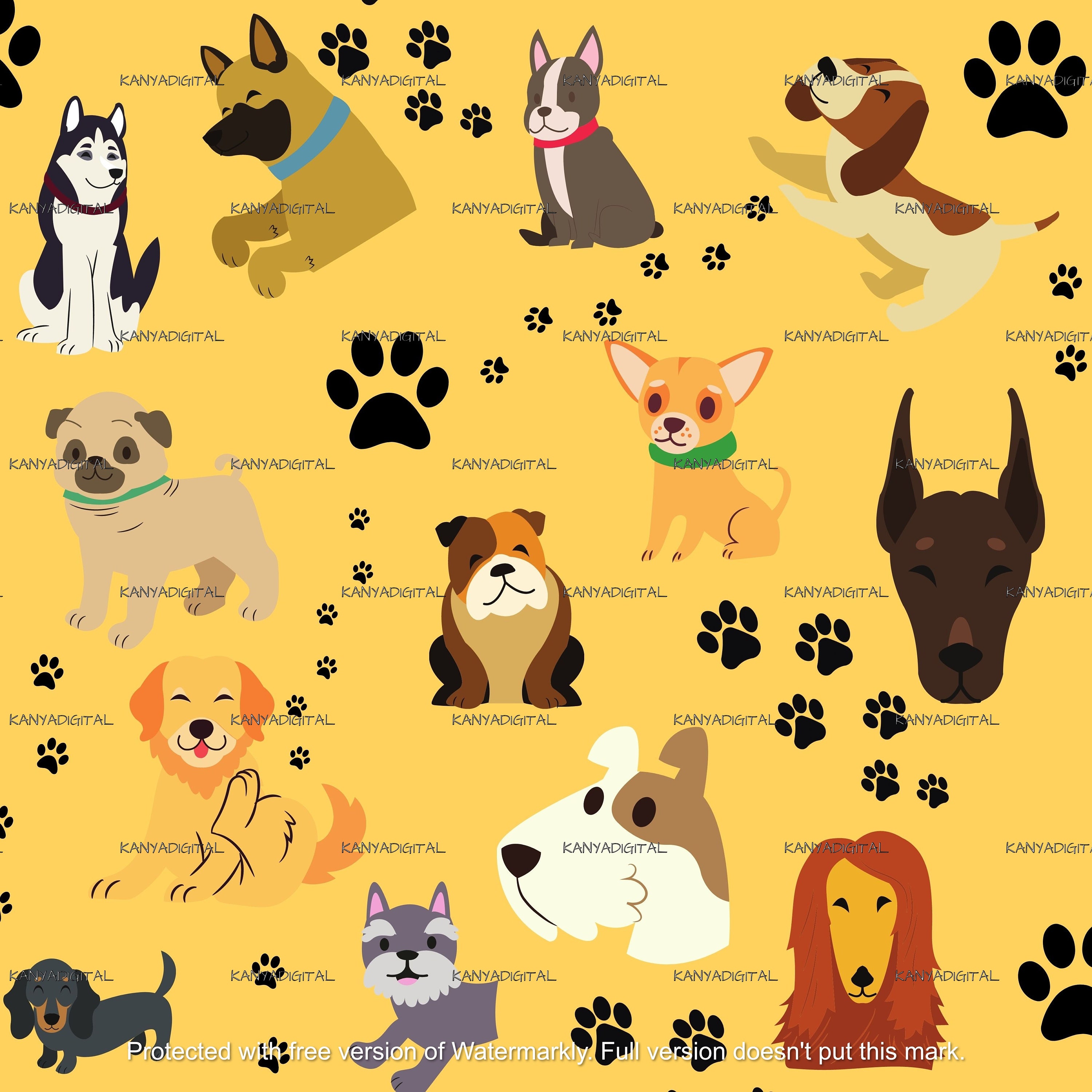 Cute Dog Digital Papers Puppy Scrapbook Papers Dog Patterns Seamless ...