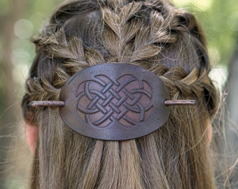 Leather Celtic Hair Barrette - Etsy