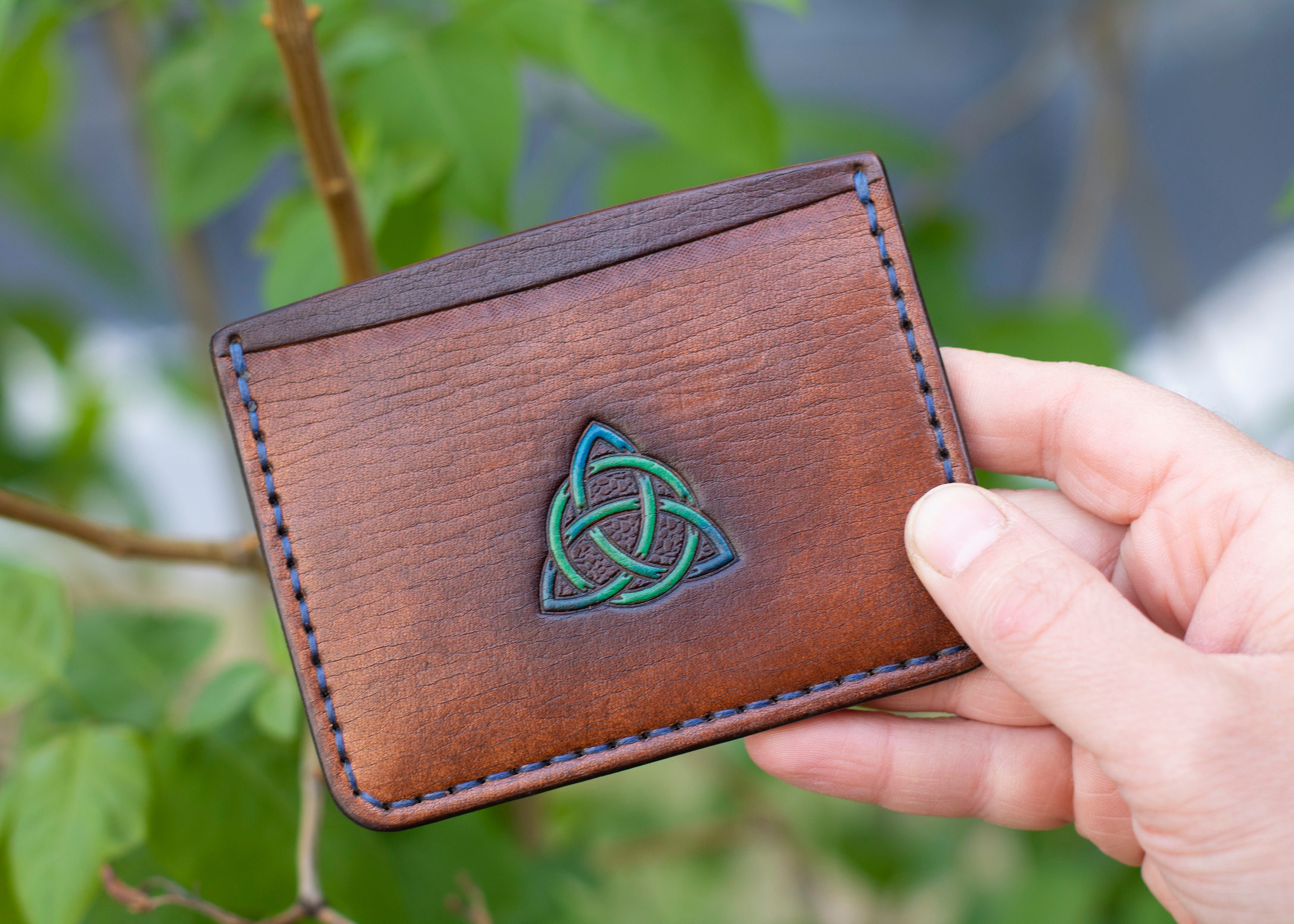 Celtic Card Holder With Triskelion. Witchy Leather Wallet. Mori Kei ...