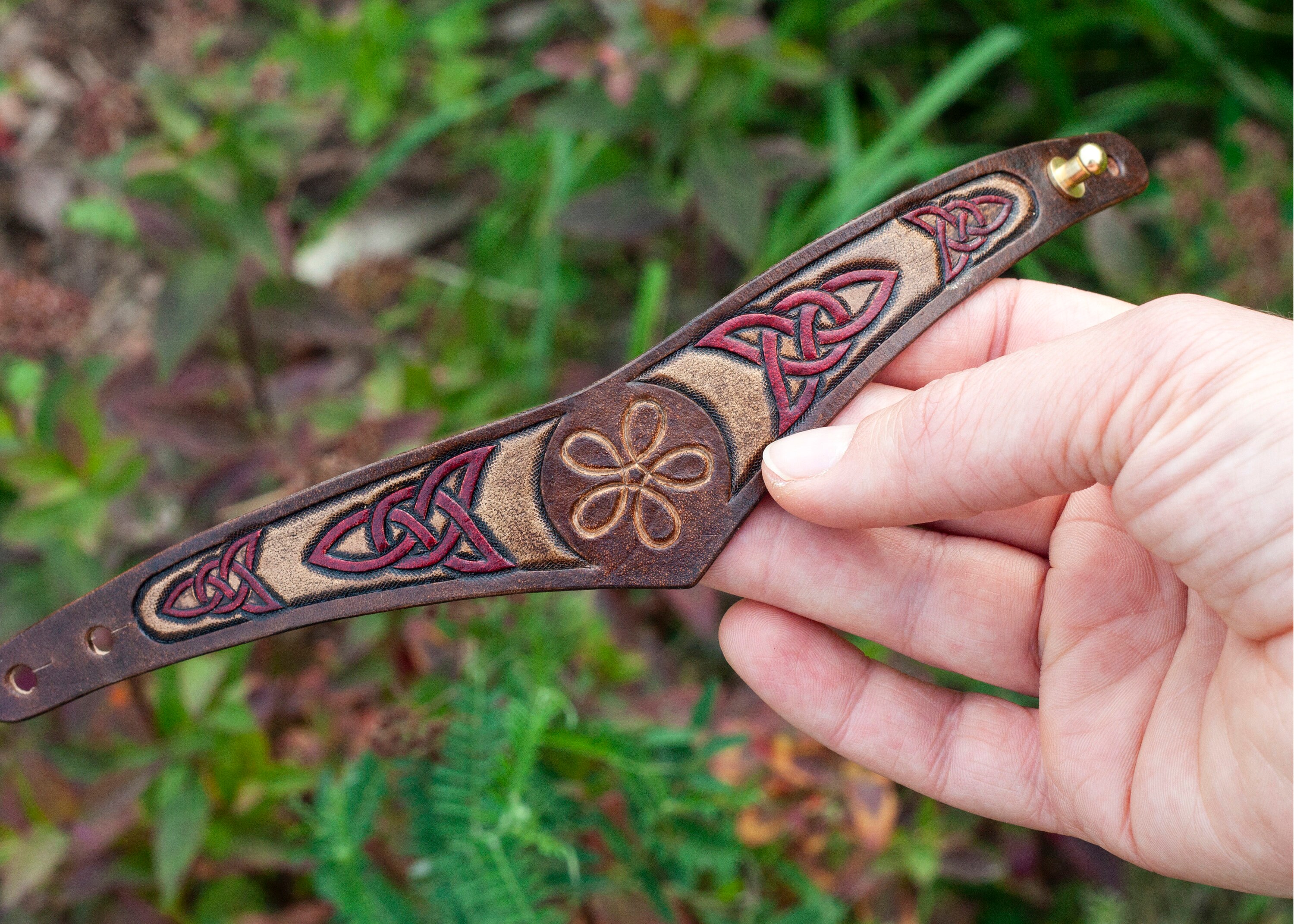 Celtic Knot Bracelet for Druid Cosplay. Forest Elven Jewelry. Leather ...