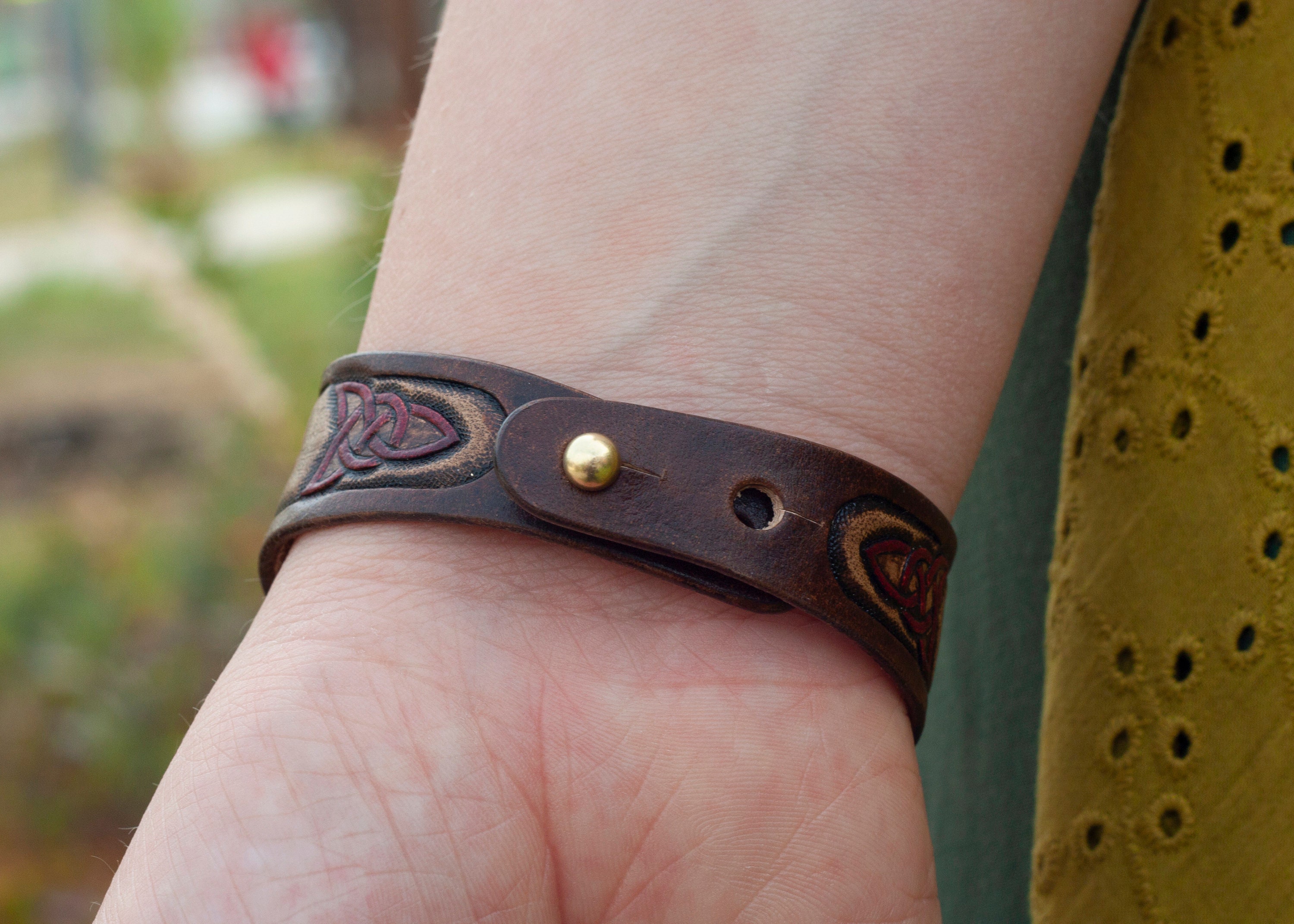 Celtic Knot Bracelet for Druid Cosplay. Forest Elven Jewelry. Leather ...