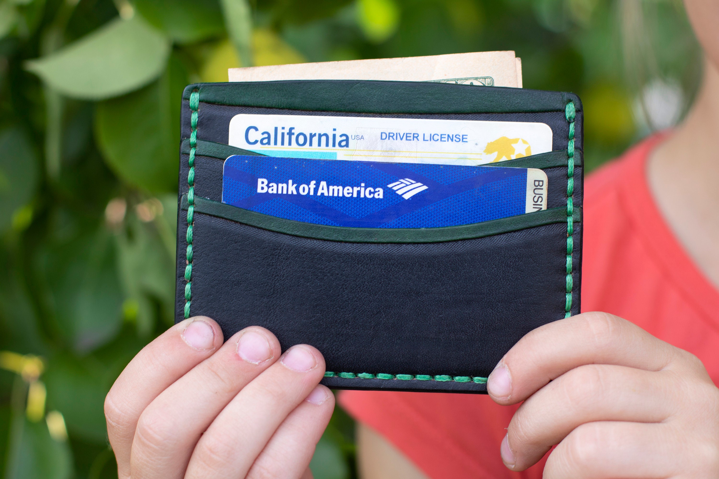 Handmade Leather Card Holder: Red Fox and Fall Leaves Wallet - Etsy