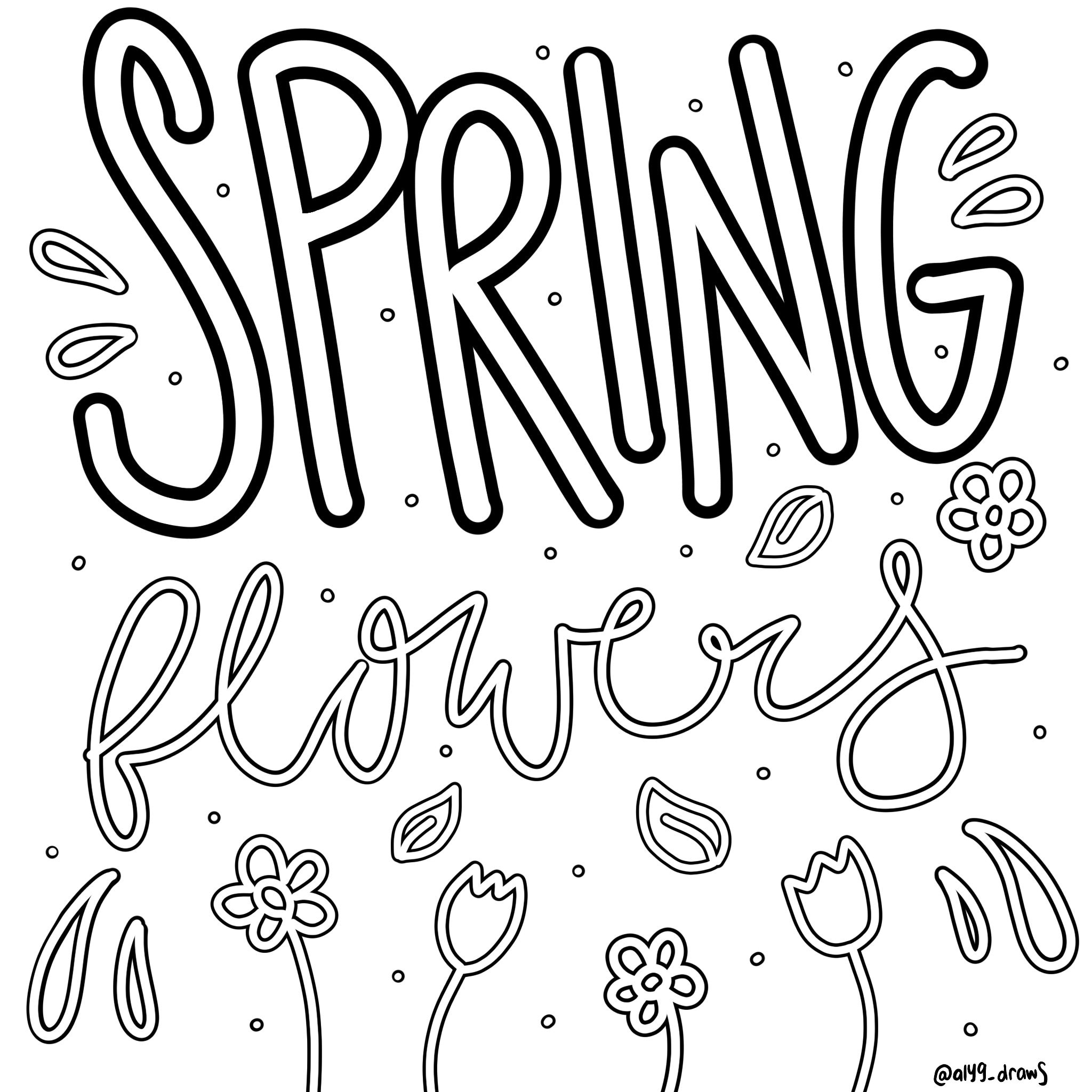 Spring Flowers -DIGITAL COLORING PAGE - Etsy