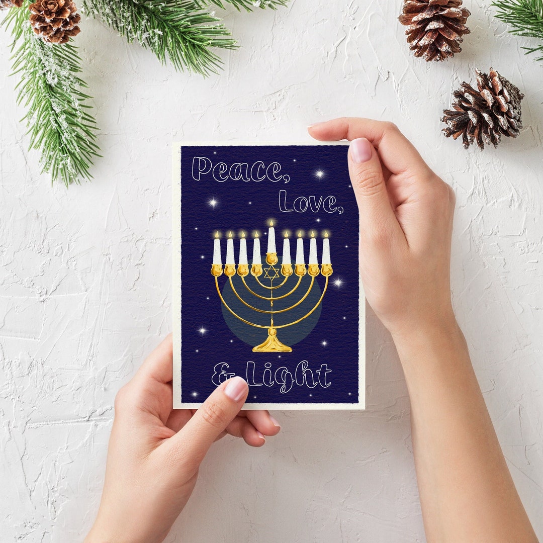 Hanukkah - Peace Love & Light | Printable Greeting Card - Etsy