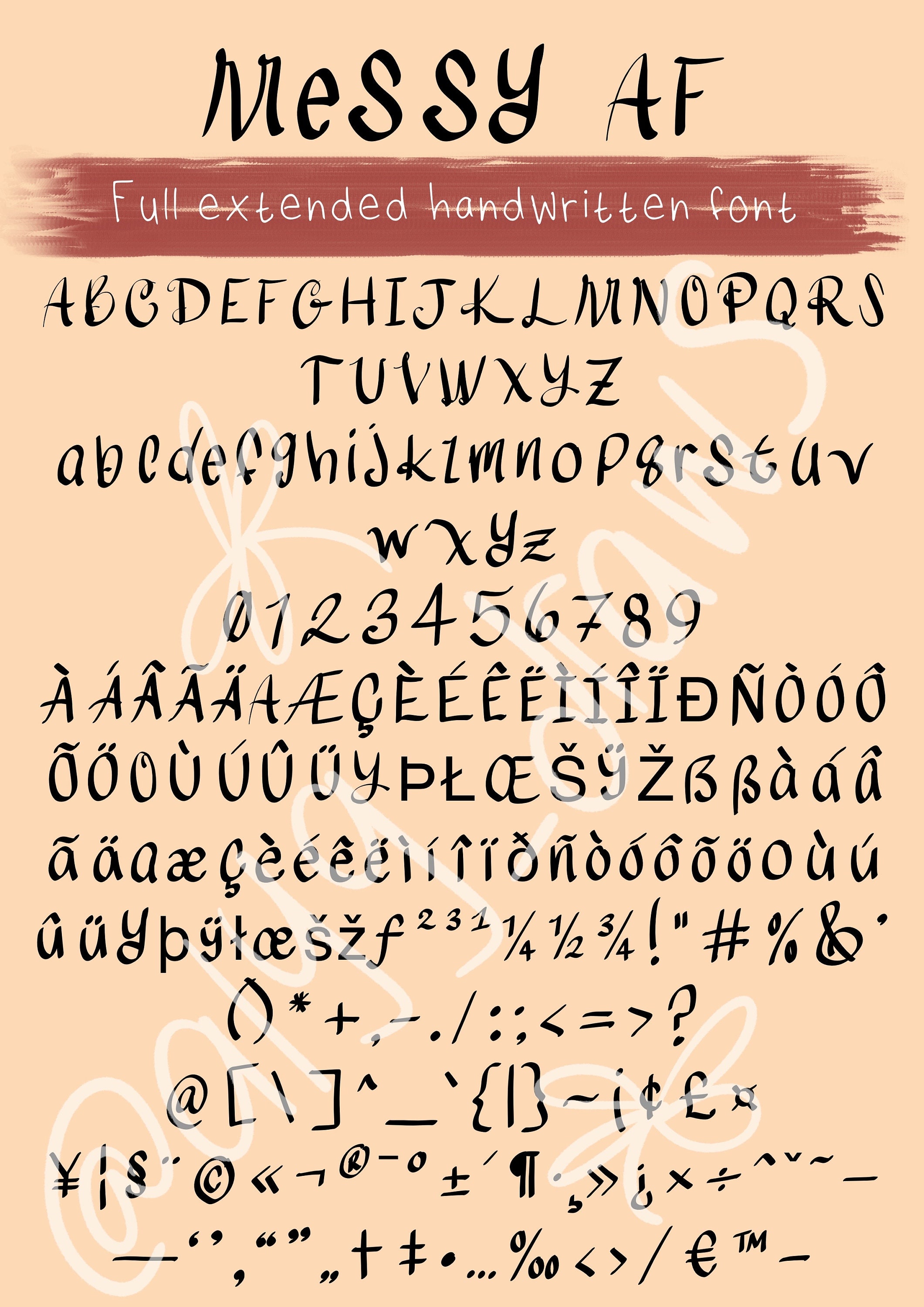 Messy AF | Handwritten Font - Etsy