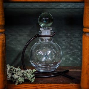 Round Glass Potion Bottle With Glass Topper and Stand | Witchcraft ...