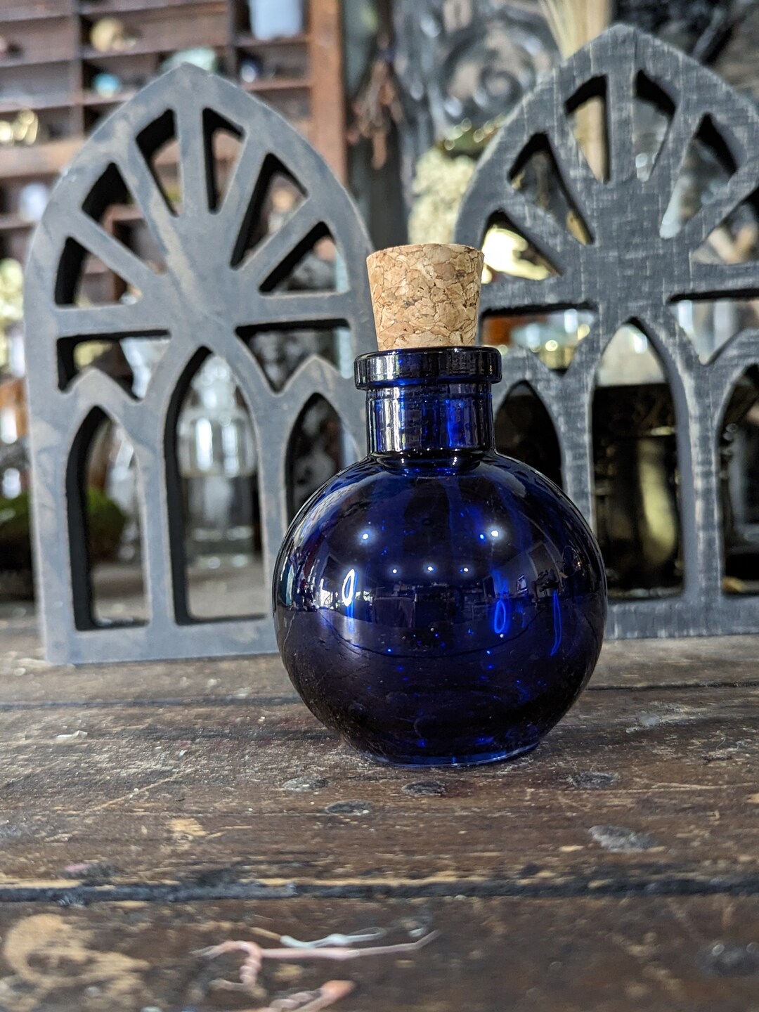 Cobalt Blue Glass Potion Bottle With Cork, Witchcraft, Cosplay - Etsy