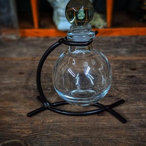 Round Glass Potion Bottle With Glass Topper and Stand | Witchcraft ...