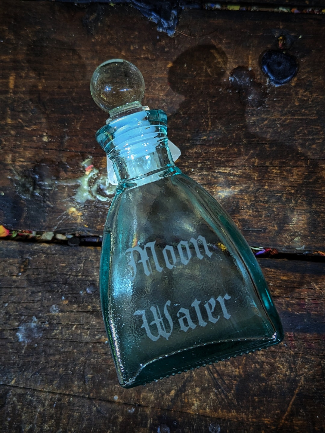 Moon Water Potion Bottle W/glass Topper - Goddess | Witch | Witchcraft ...