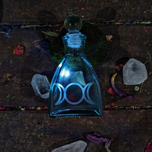 Triple Moon Potion Bottle W/glass Topper - Goddess | Witch | Witchcraft ...